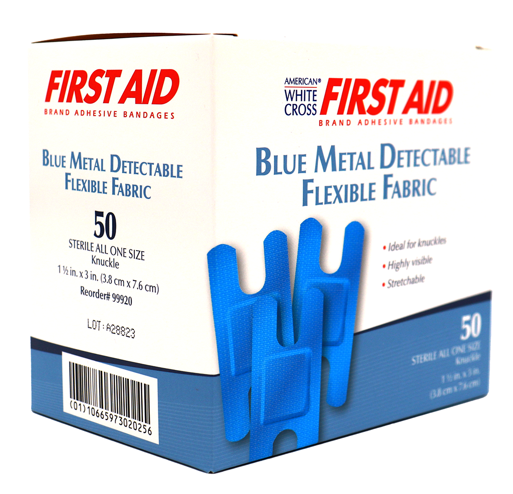 Blue Metal Detectable Fabric Knuckle Bandages (50/bx)