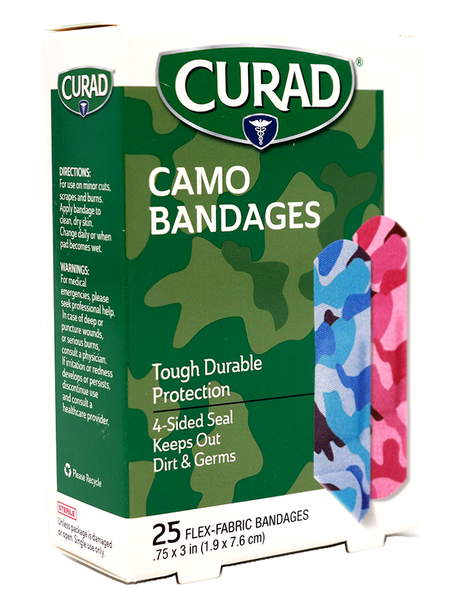 Curad 3/4 in. Fabric Camouflage Bandages (25/bx)